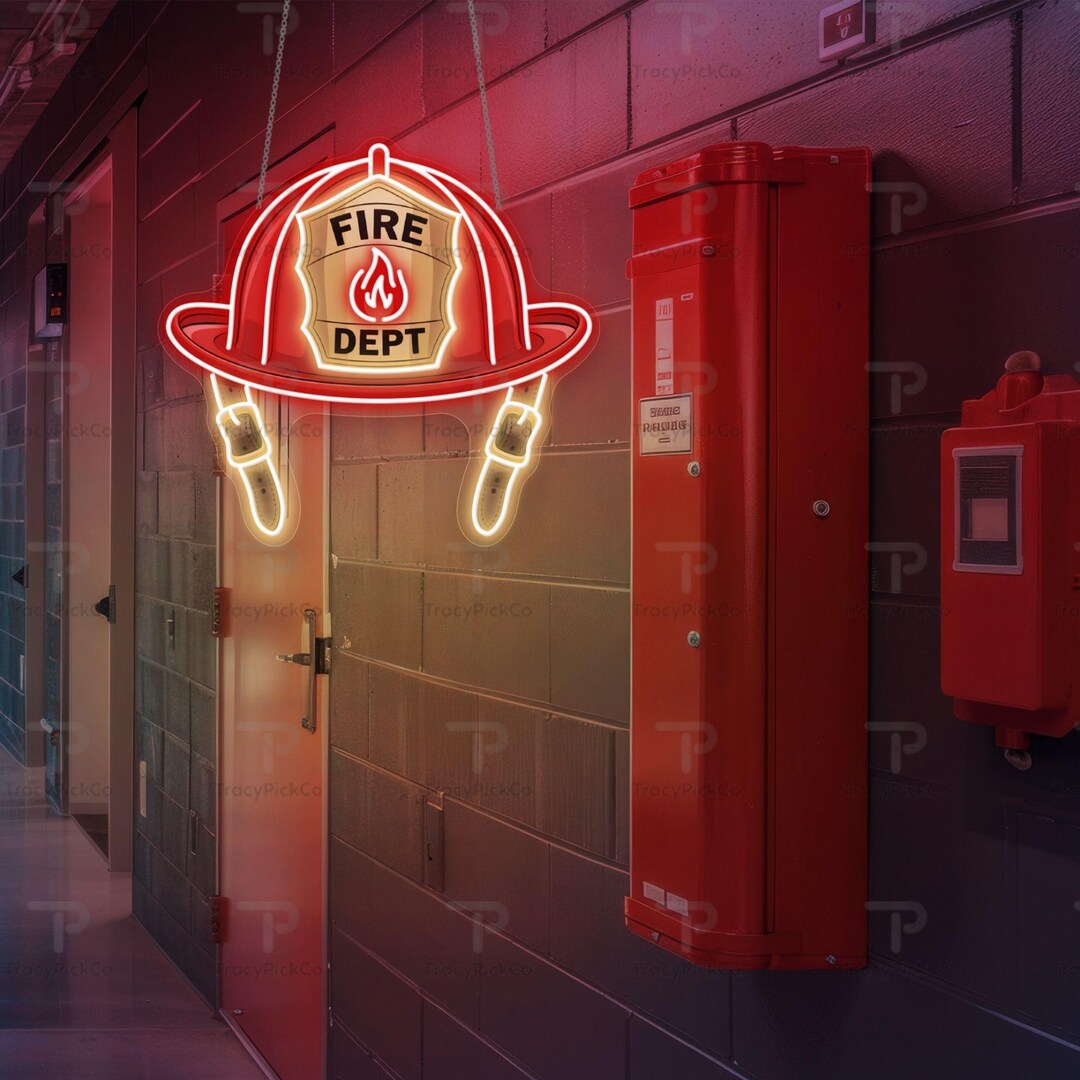 Firefighter Helmet Neon Sign Fire Dept LED Wall Light for Firehouse ...