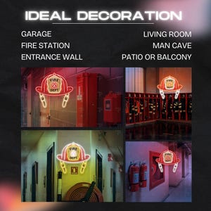 Firefighter Helmet Neon Sign Fire Dept LED Wall Light for Firehouse ...