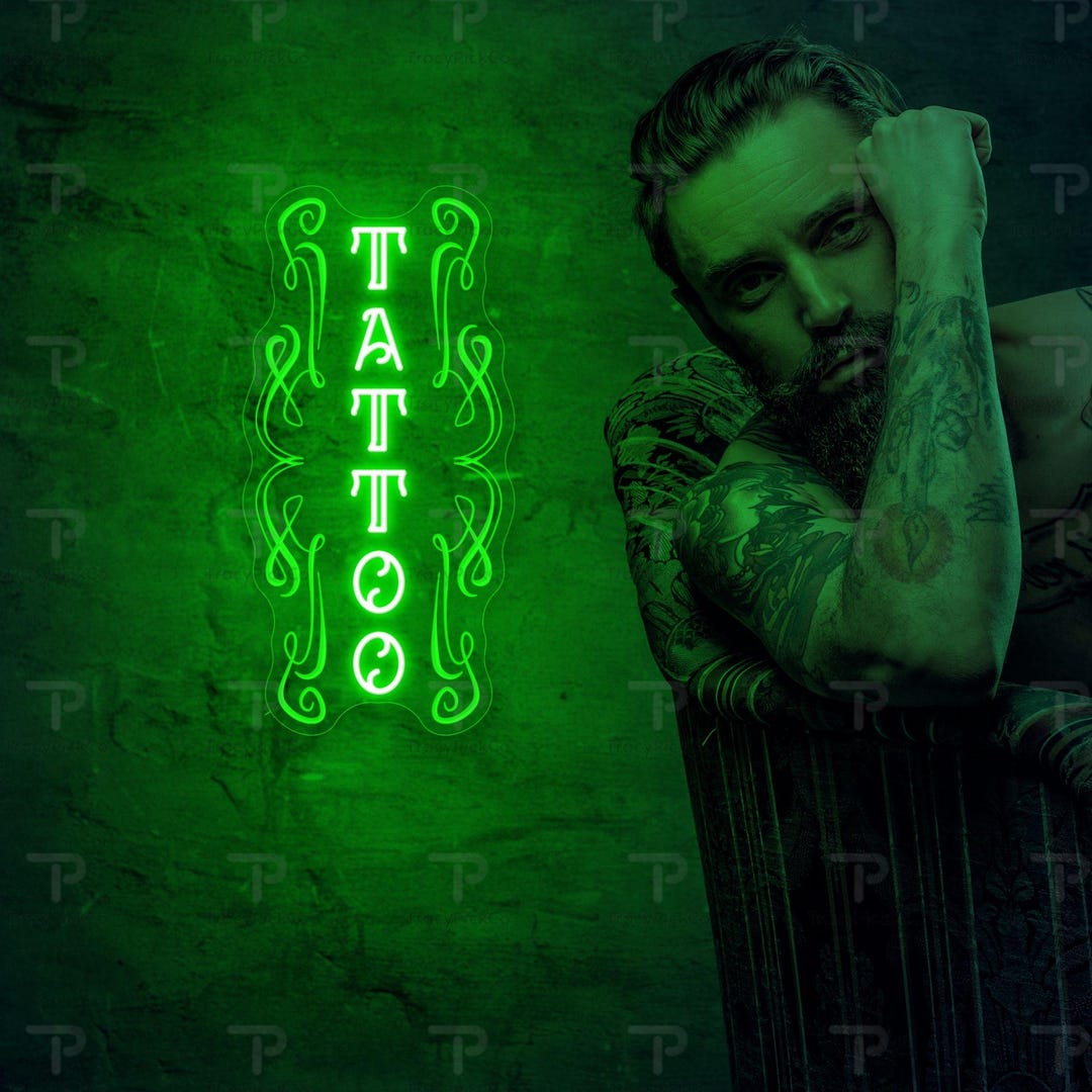 Vertical Tattoo Neon Sign: LED Wall Light, Retro Shop Decor - Etsy