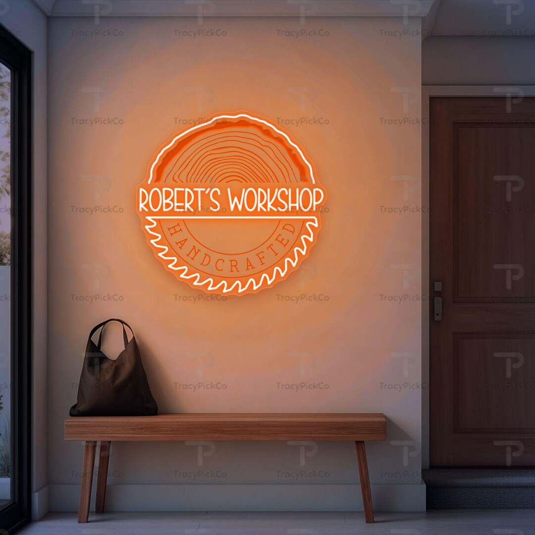 Custom Workshop Neon Sign Personalized LED Wall Light With Saw Blade ...
