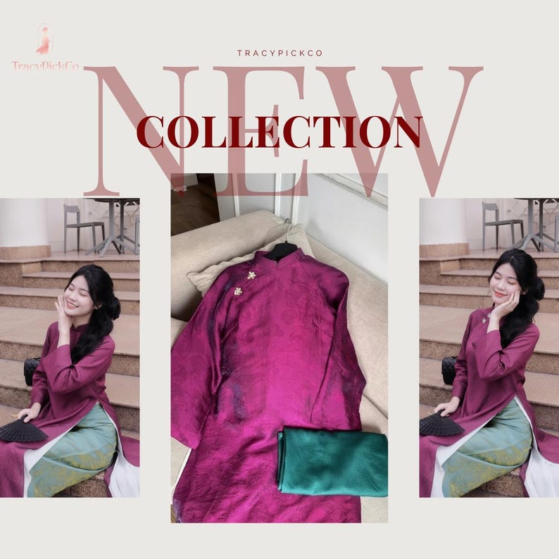 Vietnamese Ao Dai Women Cach Tan Long Tunic Purple Silk With Habutai ...