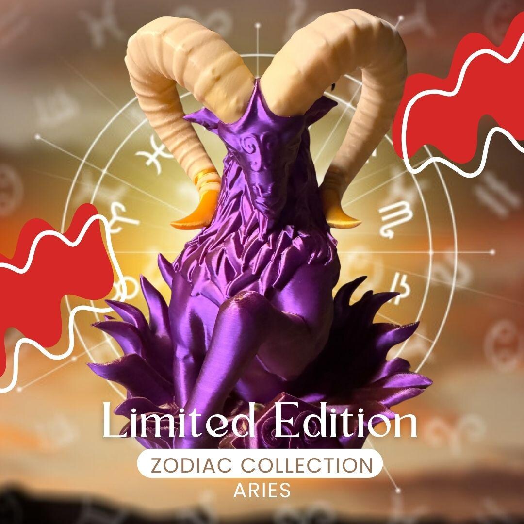 Aries Zodiac Horoscope 3D Printed Statue Shiny Home Decor Collectible ...