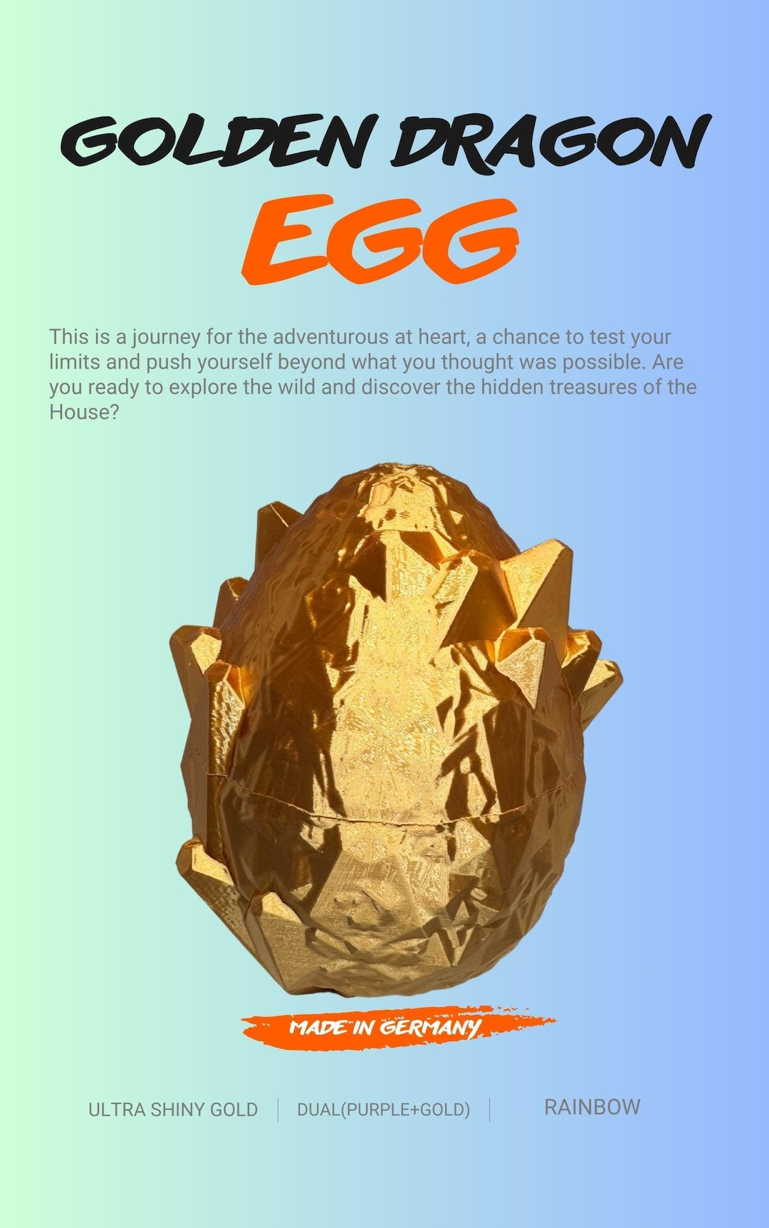 3D Printed Golden Dragon Egg: Ultra Shiny Fantasy Decor - Etsy