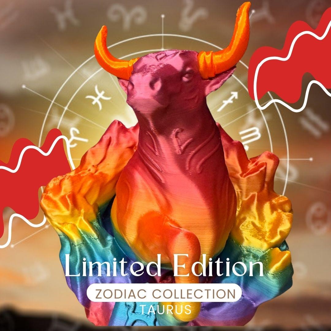 3D Printed Taurus Statue: Shiny Zodiac Home Decor, Astrology Gift - Etsy