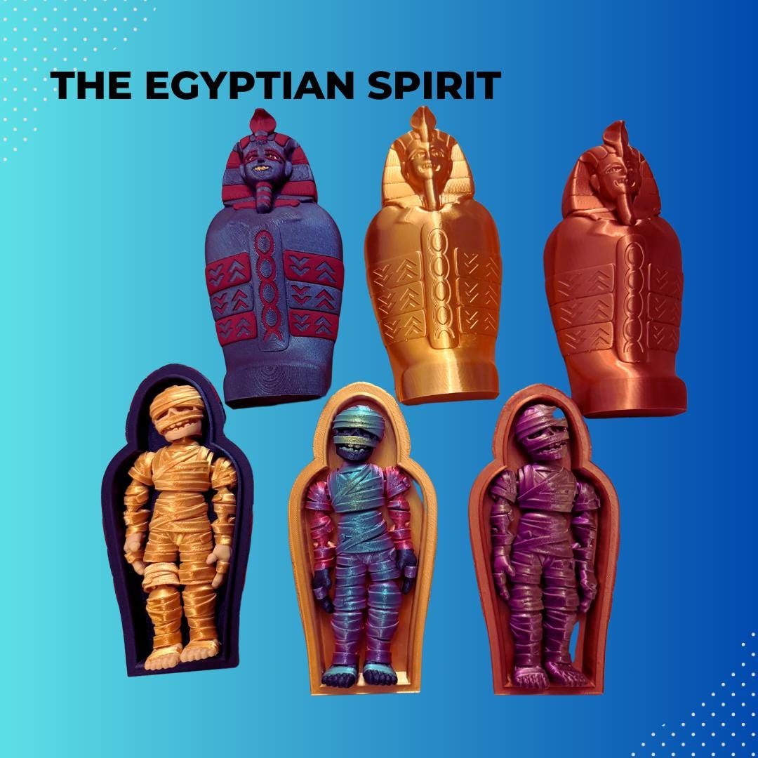 3D Printed Flexy Mummy & Shiny Sarcophagus: Ancient Egyptian Decor - Etsy