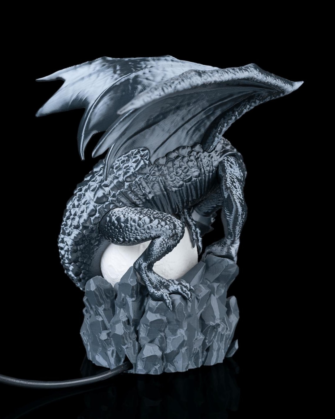 Dark Gothic Fantasy Dragon Lamp Holding Glowing Moon LED Night Light ...