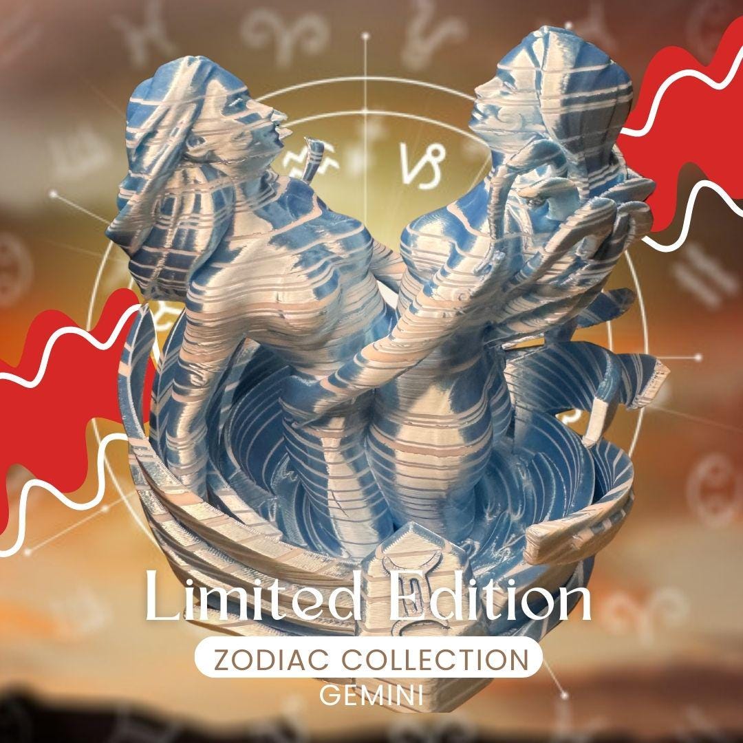 Gemini Zodiac Horoscope 3D Printed Statue Shiny Collectible Home Decor ...