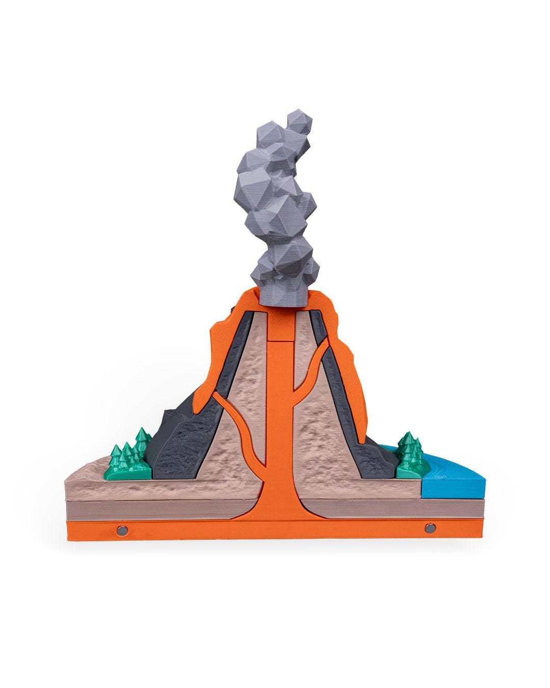 Inside a Volcano 3D Printed Volcano Cross Section Model Educational ...