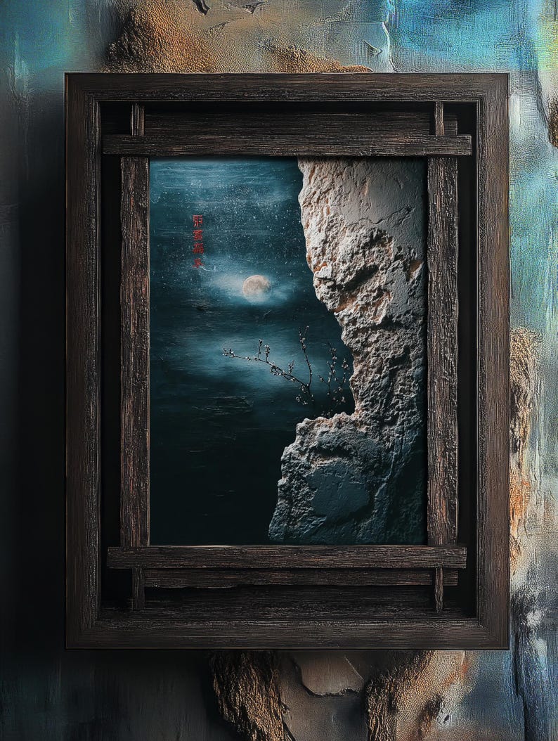 Japanese Inspired Moonlight Poster,zen Meditative Digital File,still ...