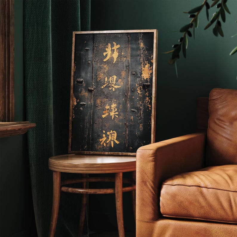 Vintage Asian Wall Art,zen Industrial Decor,rustic Calligraphy Print ...