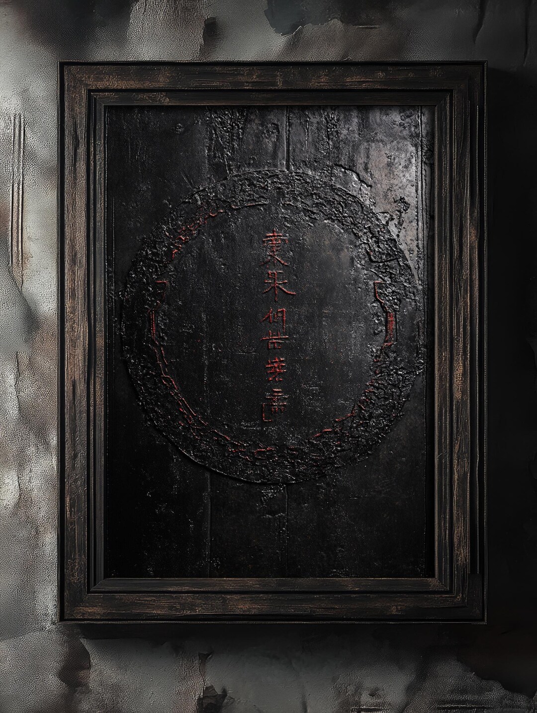 Lunar Eclipse Print,ancient Seal Wall Art,abstract Zen Artwork,tranquil ...