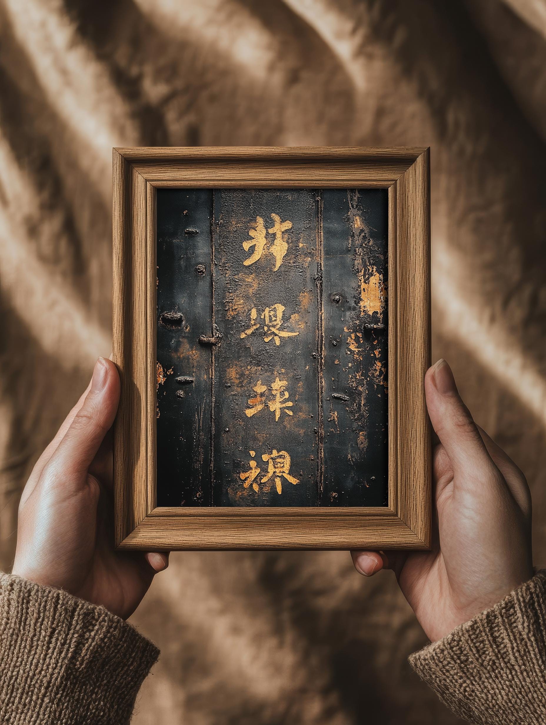 Vintage Asian Wall Art,zen Industrial Decor,rustic Calligraphy Print ...