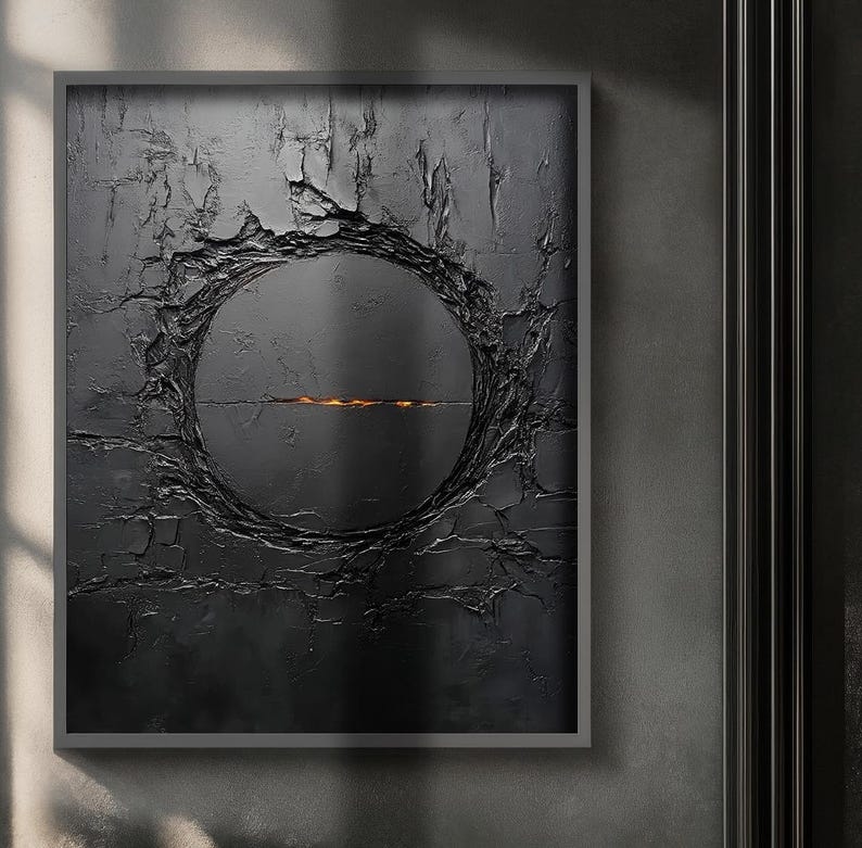 Modern Minimalist Textured Art,abstract Eclipse-inspired Artwork ...