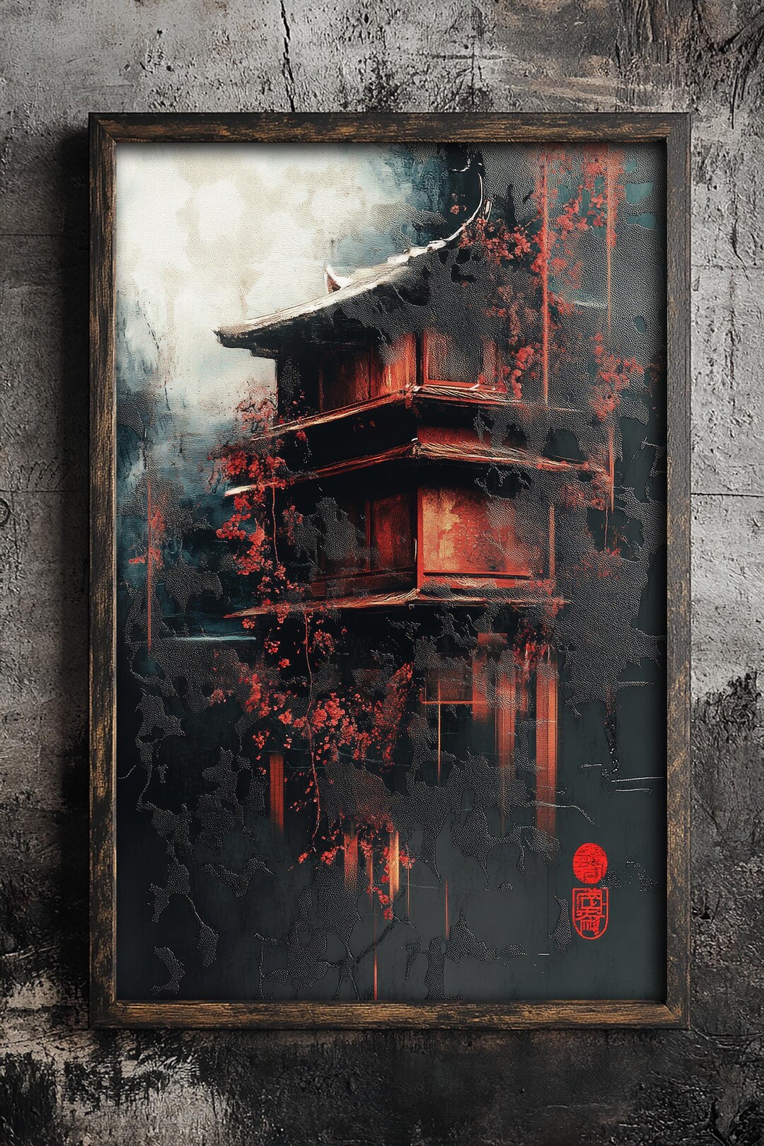 Japanese Temple Digital Download,moody Zen Architecture Artwork,vintage ...
