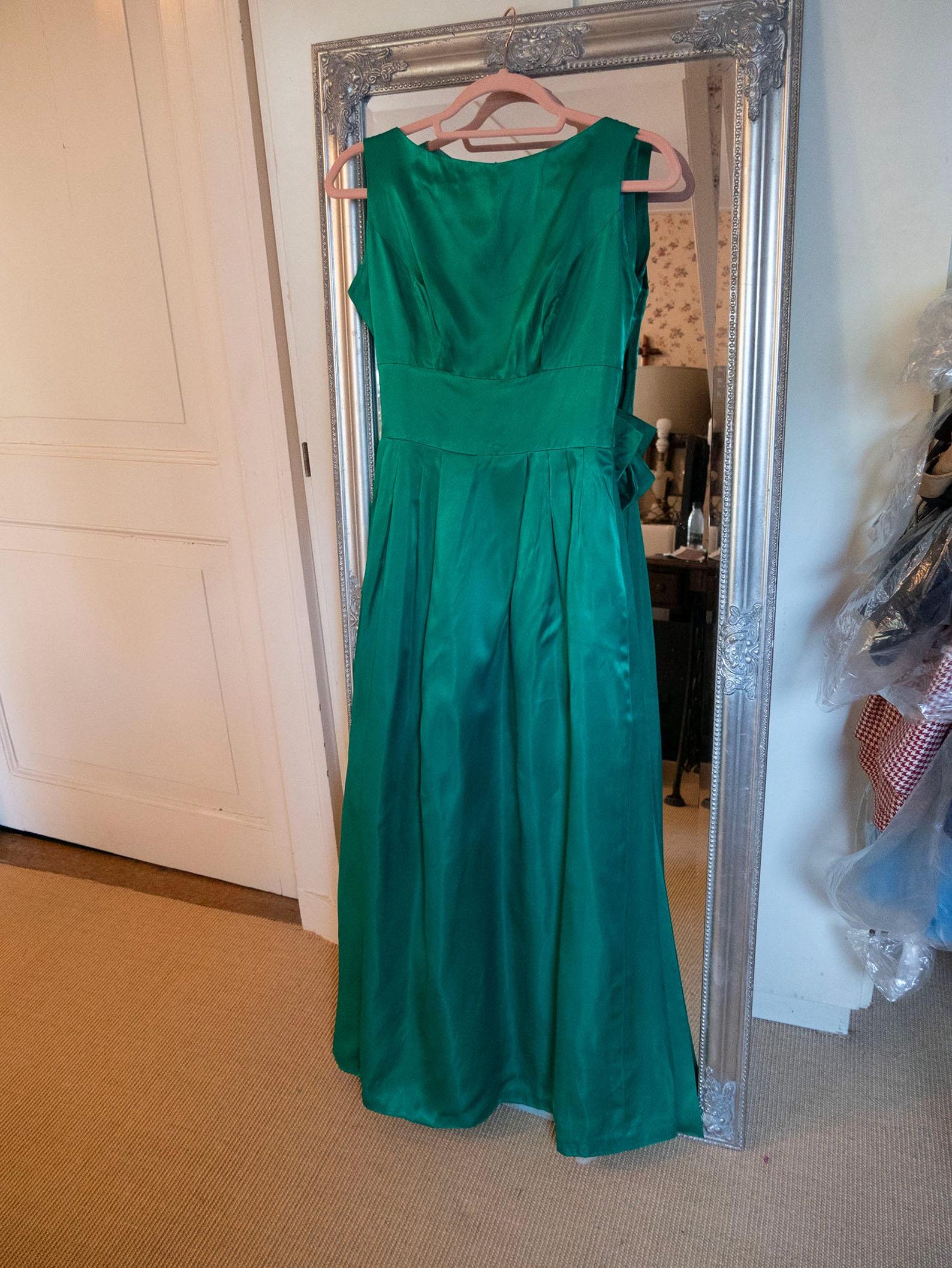1950s Emerald Green Satin Evening Gown - Imperfect, Damaged - Small - Etsy