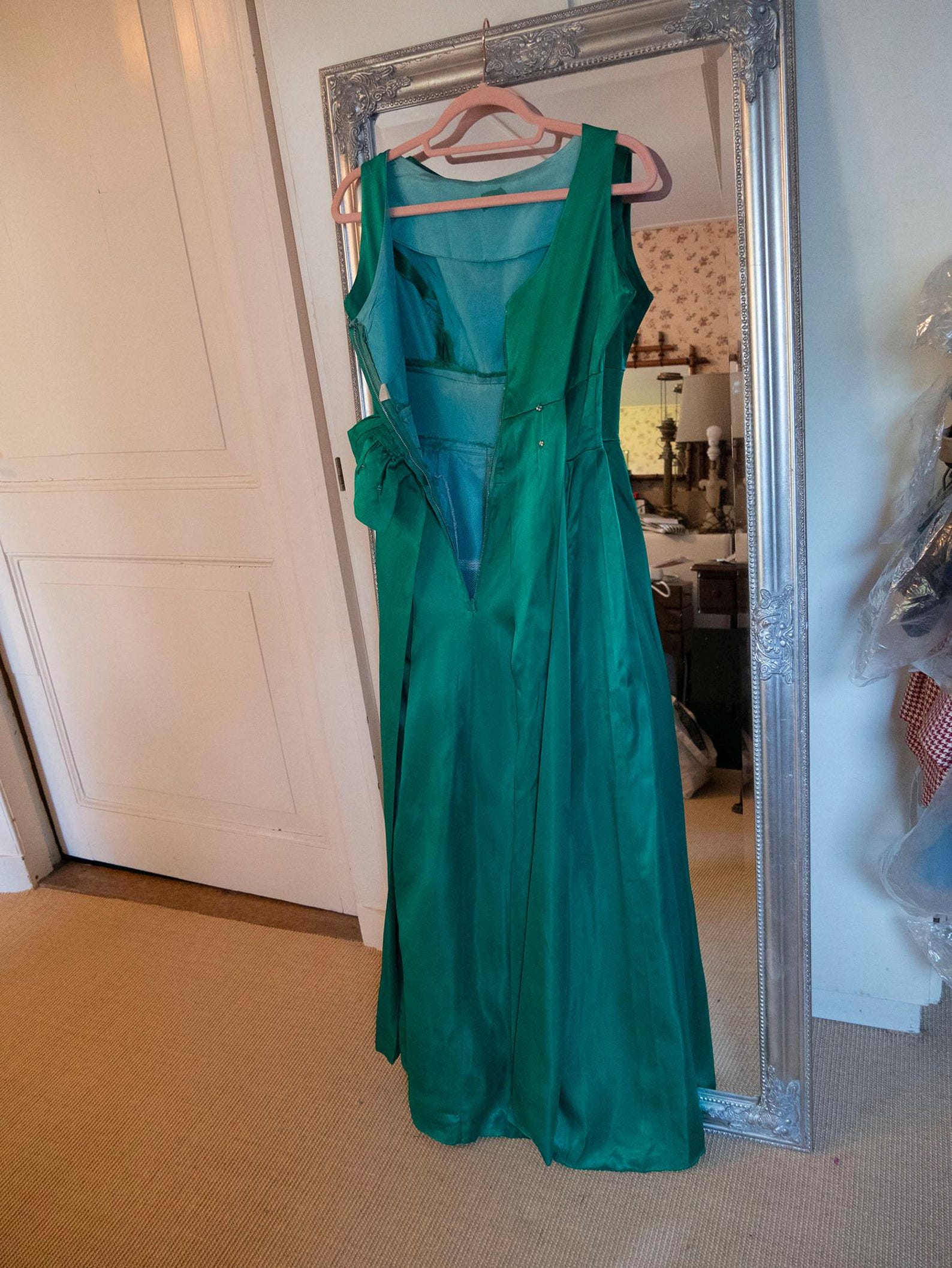 1950s Emerald Green Satin Evening Gown Imperfect, Damaged Small - Etsy