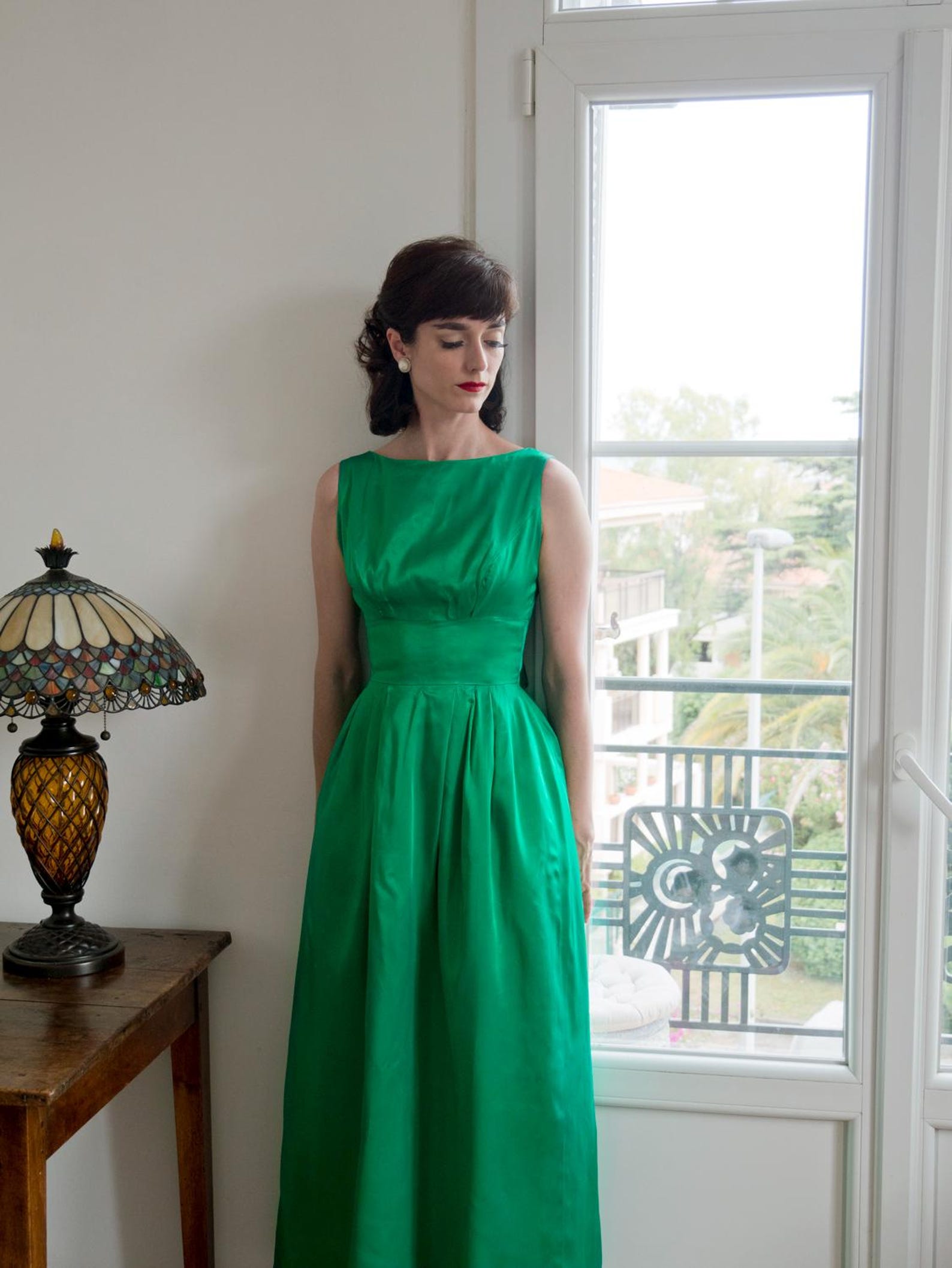 1950s Emerald Green Satin Evening Gown - Imperfect, Damaged - Small - Etsy