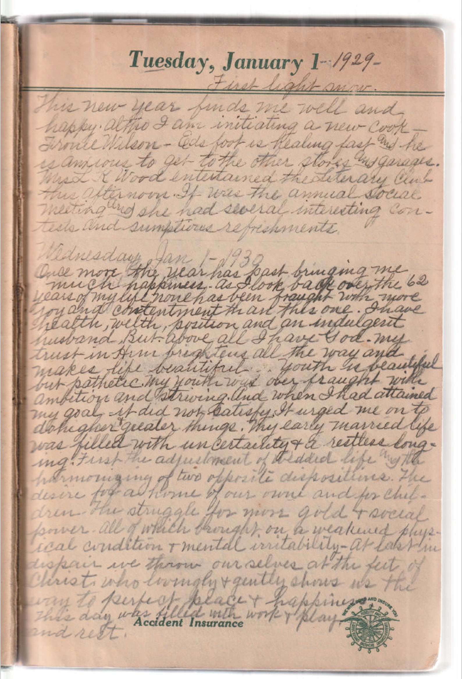 PDF Handwritten Vintage Diary 1929-1930 - Adeline Barnes - Digital ...