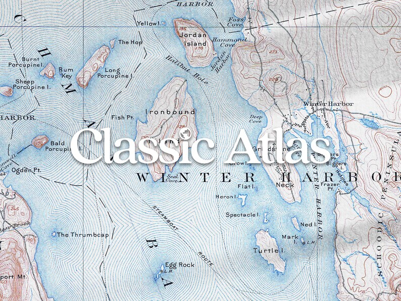 Bar Harbor Maine 1904 USGS Map Poster | Restored and Remastered Vintage ...