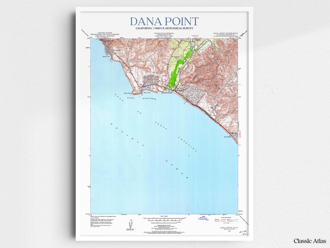 Dana Point California 1948 USGS Map Poster | Restored and Remastered ...