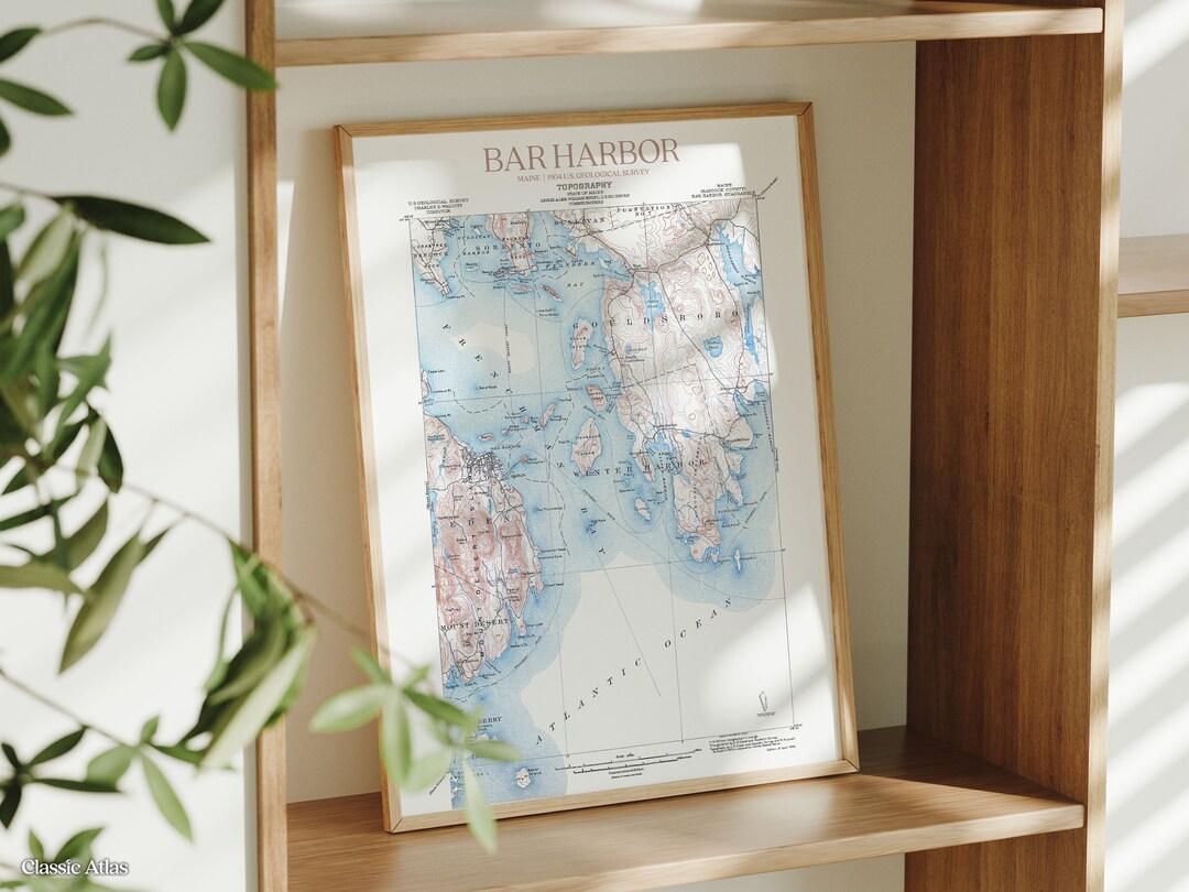Bar Harbor Maine 1904 USGS Map Poster | Restored and Remastered Vintage ...