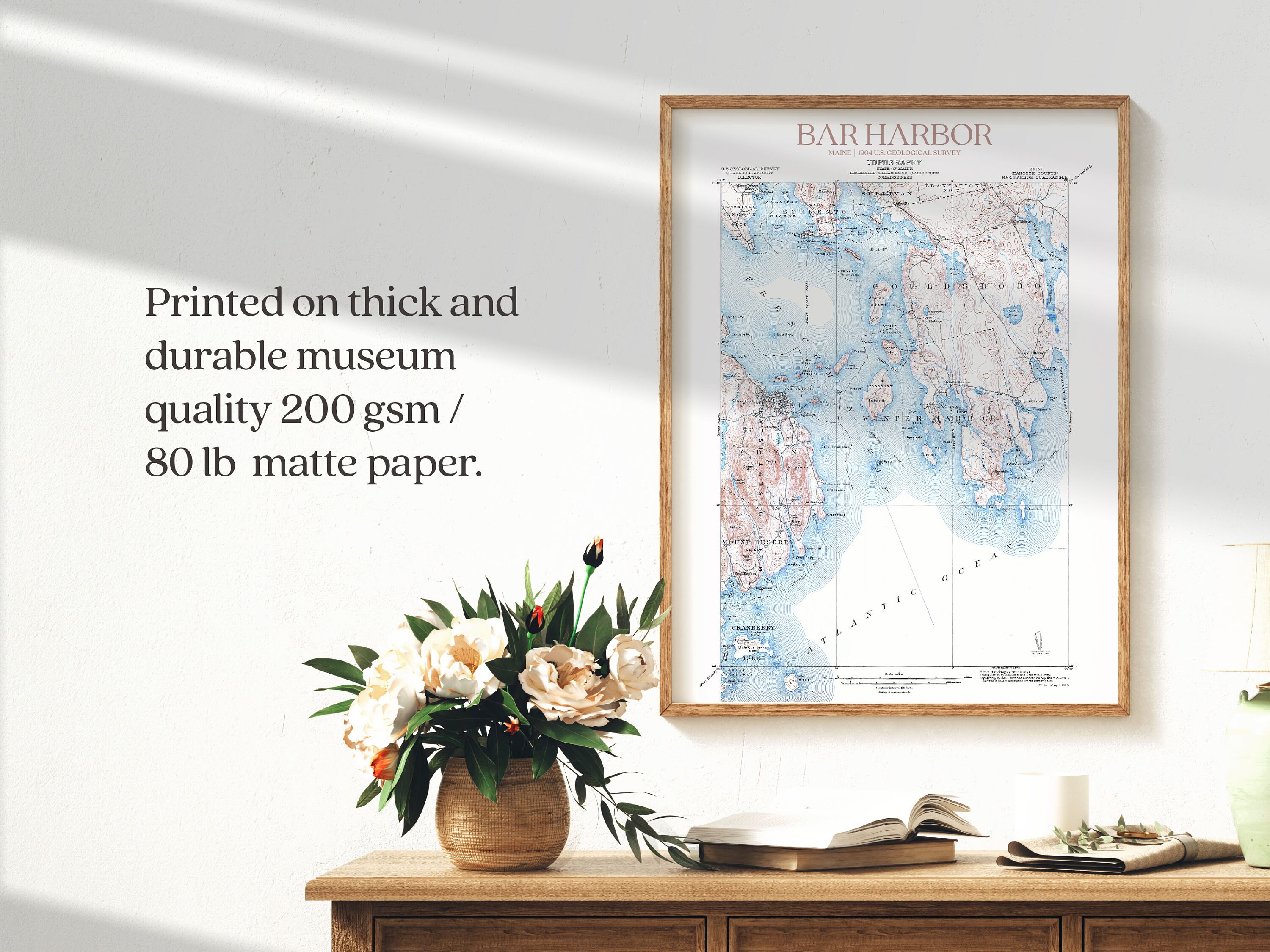 Bar Harbor Maine 1904 USGS Map Poster | Restored and Remastered Vintage ...