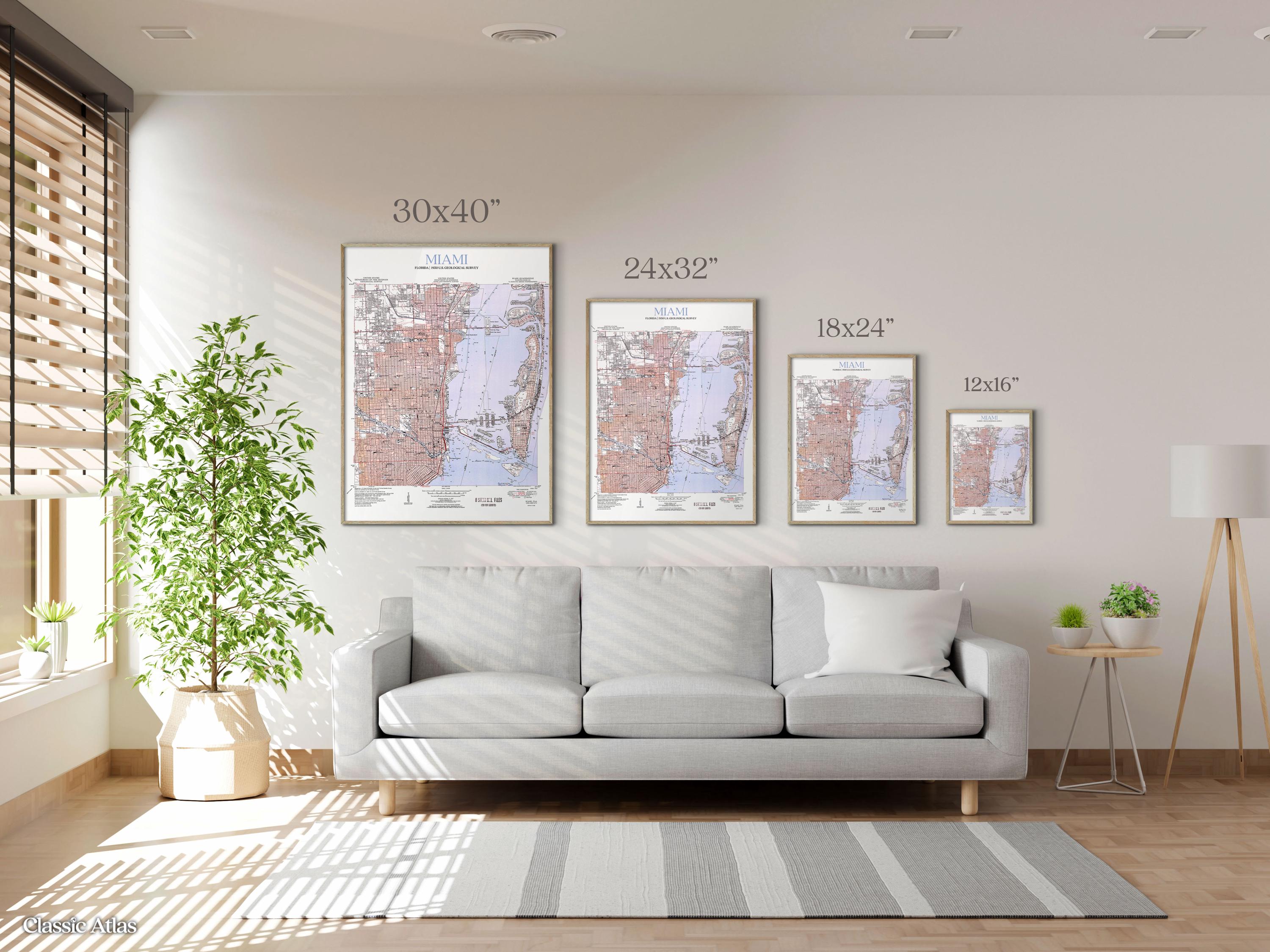 Miami Florida 1950 USGS Map Poster | Restored and Remastered Vintage ...