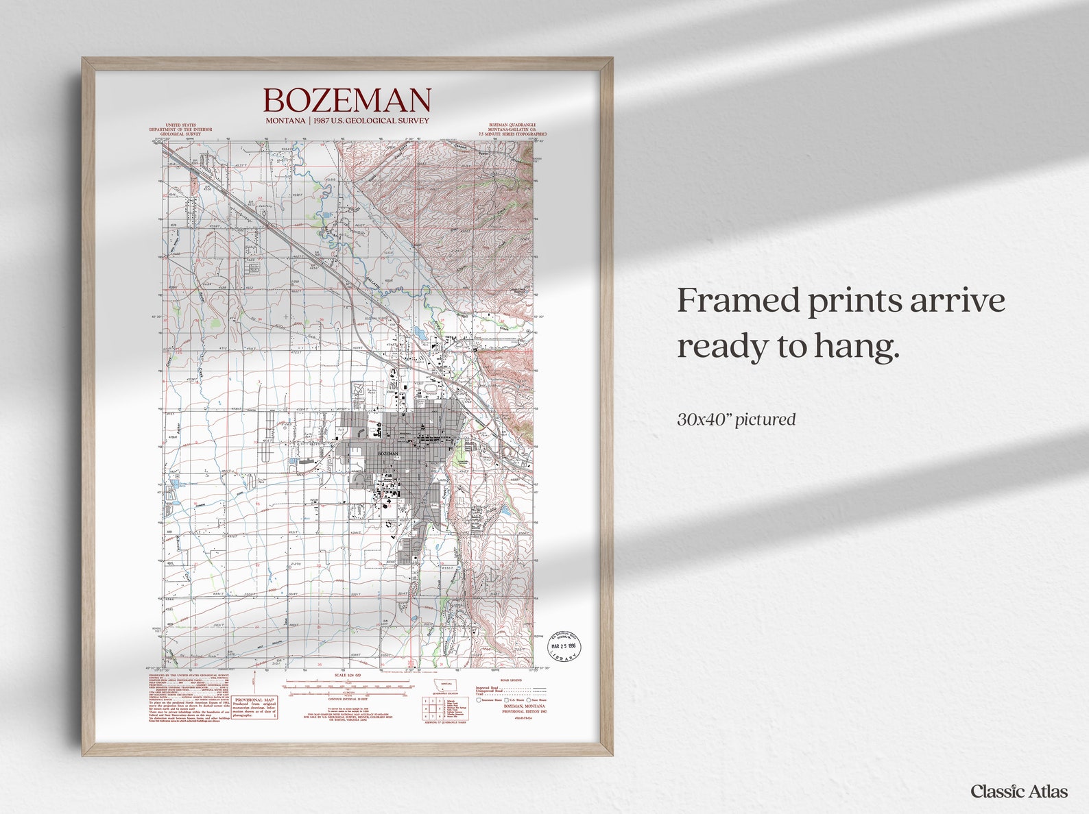 Bozeman Montana 1987 USGS Map Poster | Restored and Remastered Vintage ...