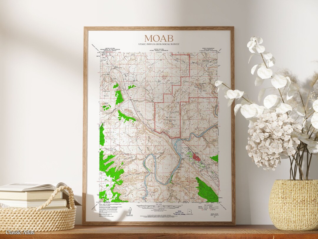 Moab Utah 1959 USGS Map Poster | Restored and Remastered Vintage Map - Etsy