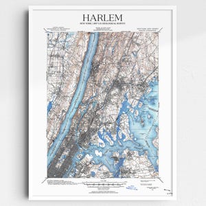 Harlem New York 1897 USGS Map Poster | Restored and Remastered Vintage ...