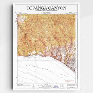 Topanga Canyon California 1928 USGS Map Poster | Restored and ...