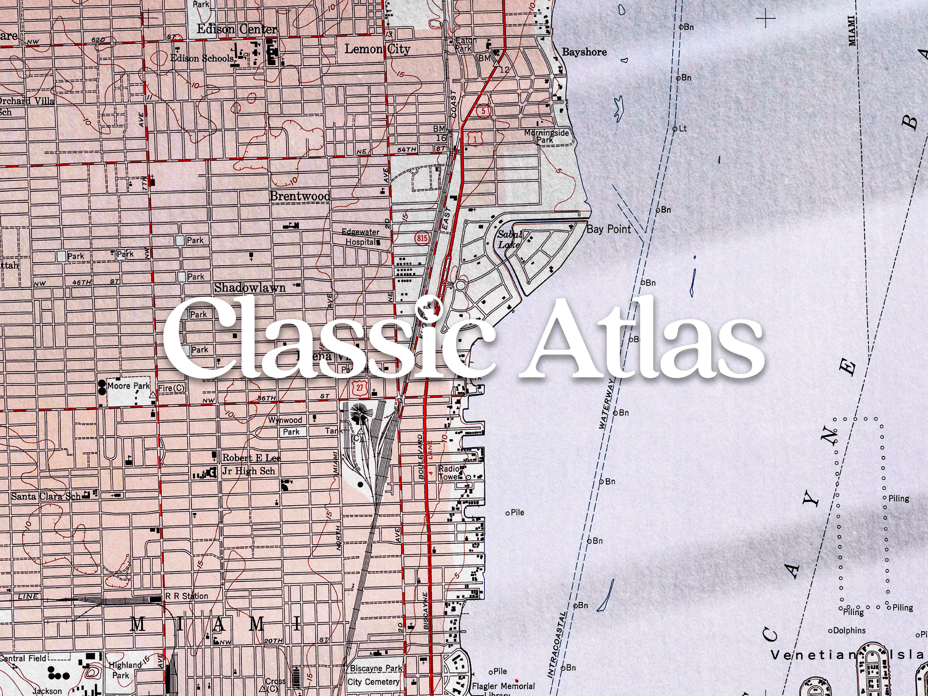 Miami Florida 1950 USGS Map Poster | Restored and Remastered Vintage ...