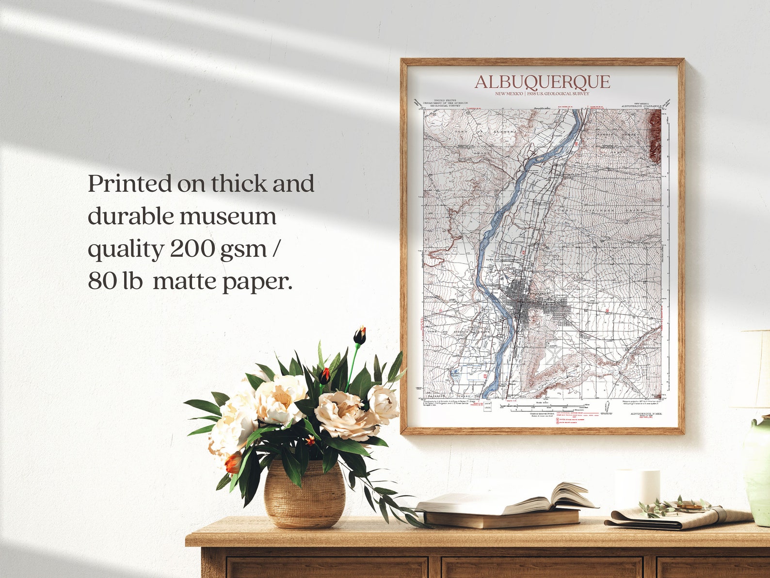 Albuquerque New Mexico 1938 USGS Map Poster | Restored and Remastered ...