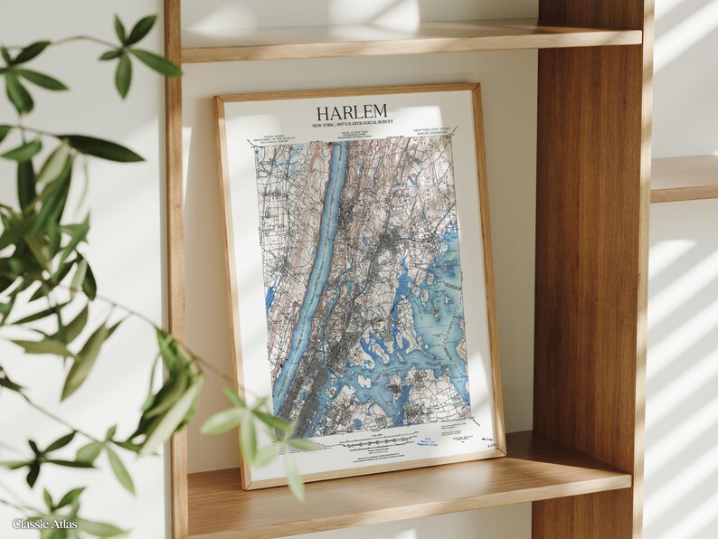 Harlem New York 1897 USGS Map Poster | Restored and Remastered Vintage ...