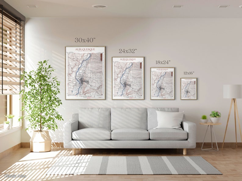 Albuquerque New Mexico 1938 USGS Map Poster | Restored and Remastered ...