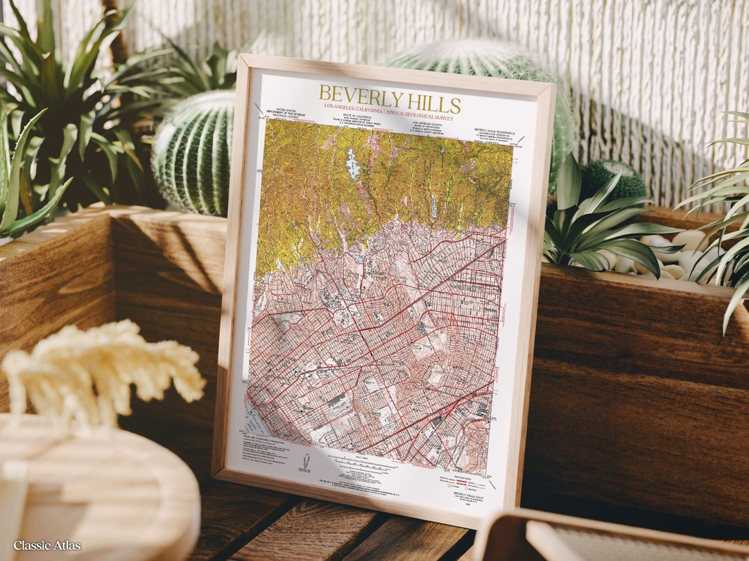 Beverly Hills California 1950 USGS Map Poster | Restored and Remastered ...