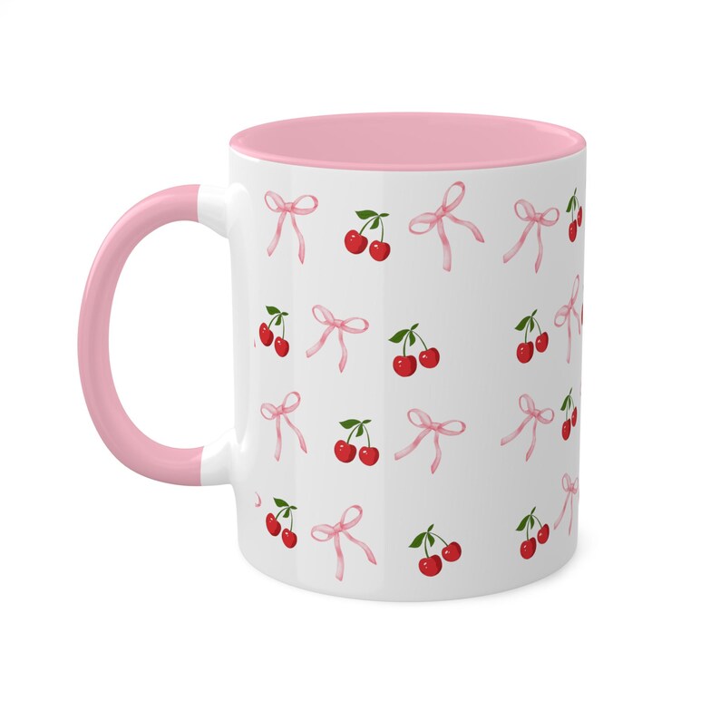 Cherry Coquette Mug, Colorful Ceramic Cup for Coffee Lovers, Fun Fruit ...