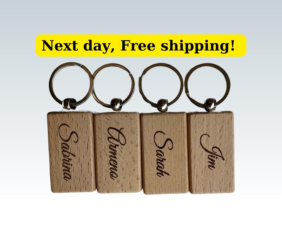 Personalized Walnut Keychain: Custom Laser Engraved Wooden Gift - Etsy