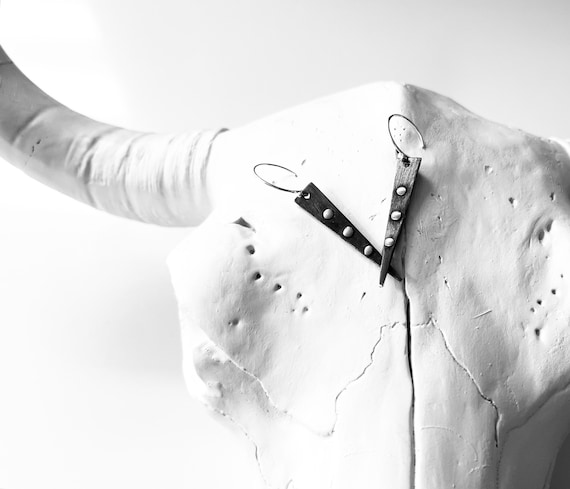 Little Sexy Rocker Studded Earrings Rustic Long Trangle With | Etsy