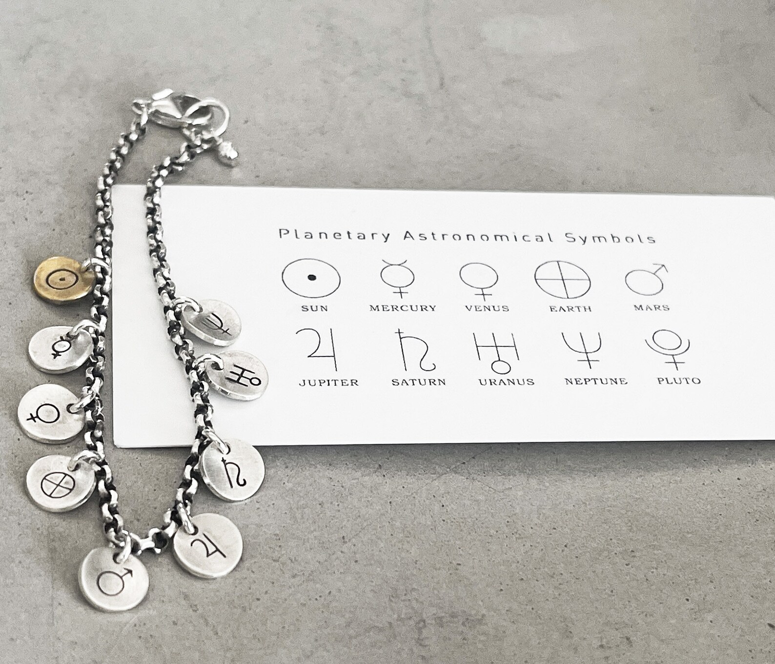 Planetary Symbols Solar System Necklace- Handmade With Unique Planet ...
