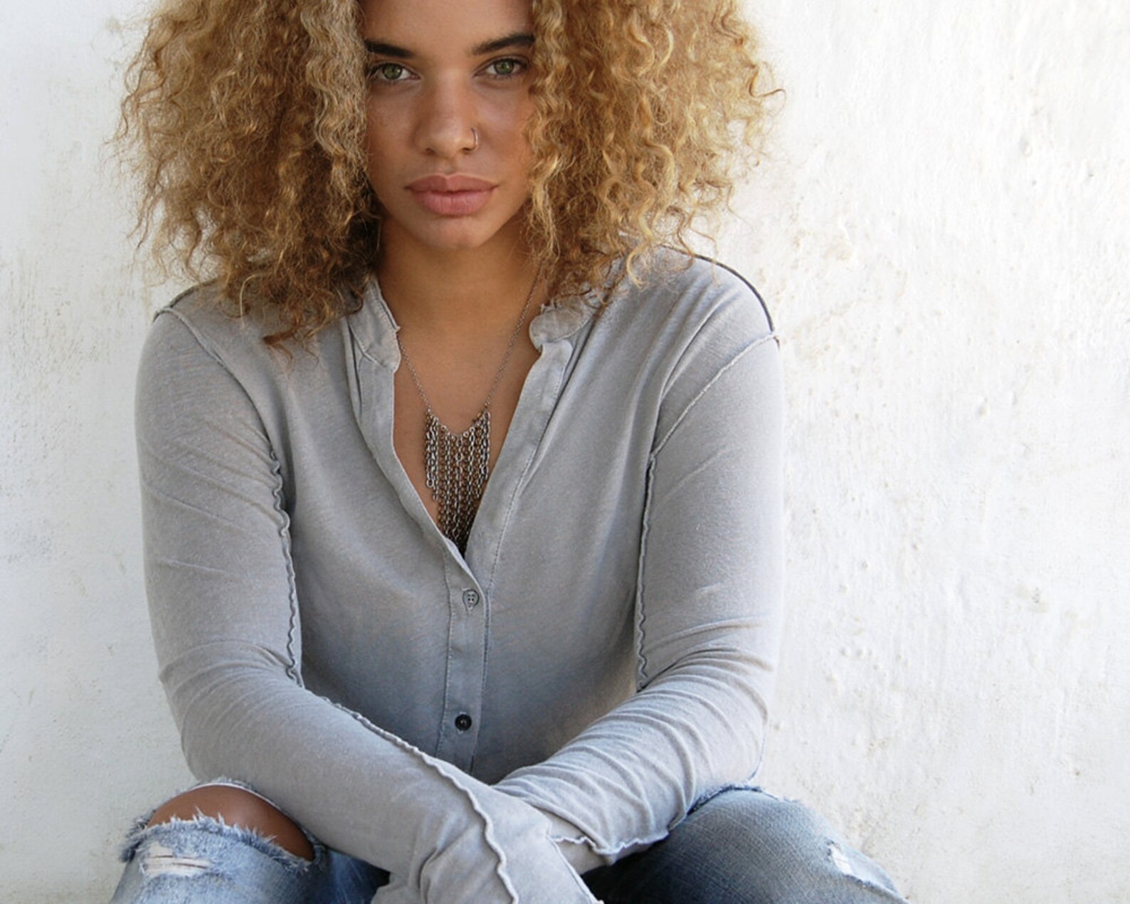 Mixed Metals Long Chain Layering Necklace- Unchained- Waterfall Chain ...