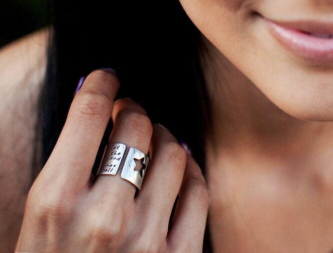 Star Ring Silver Wide Band Ring Rock Star Ring With Custom | Etsy