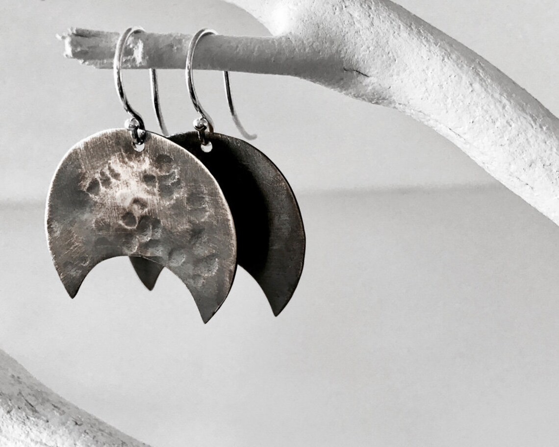Eclipse Earrings- Handcrafted Oxidized Moon Statement Earrings in ...