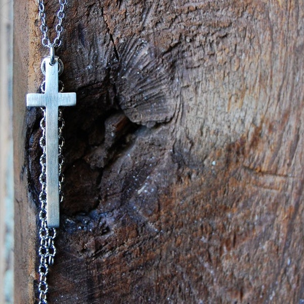 Long Skinny Cross Necklace - Etsy