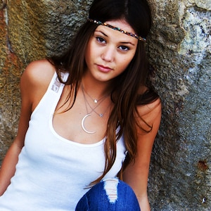 Large Modern Textured Crescent Moon Necklace With Star Rivet - Etsy