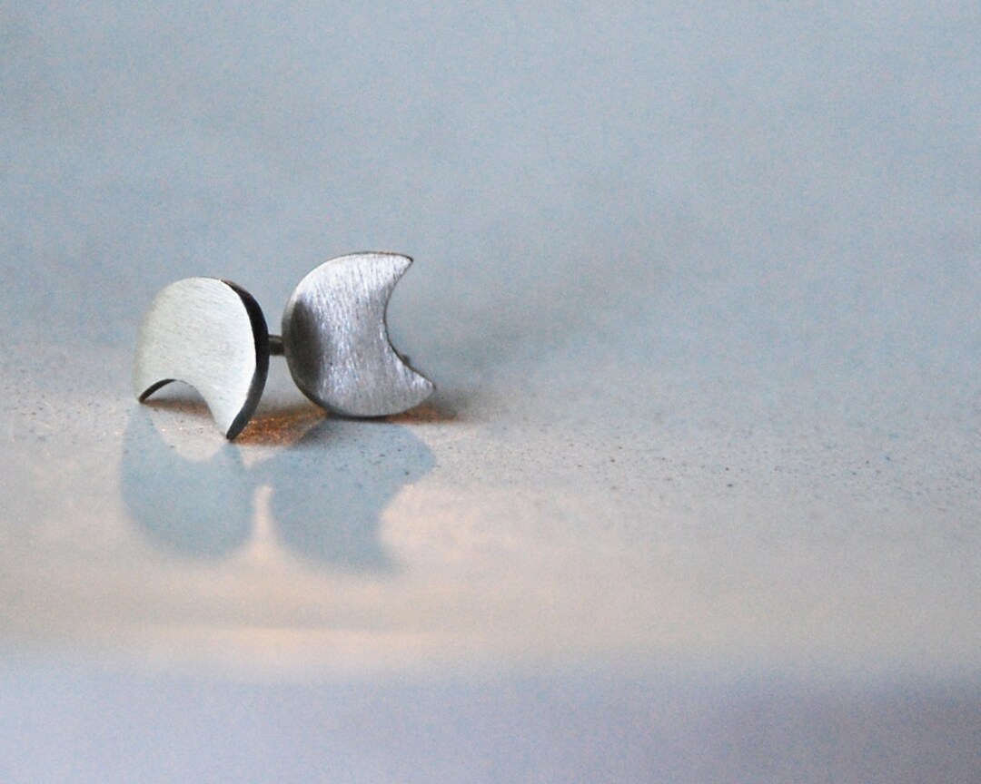 Eclipse Studs- Handcrafted Mini Eclipse Post Earrings in Brushed ...