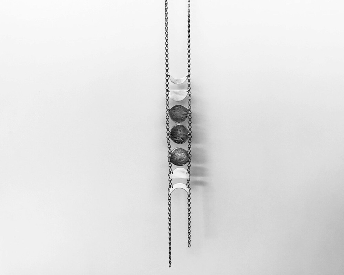 Blood Moon Lunar Eclipse Necklace Moon Phases on Long Chain | Etsy