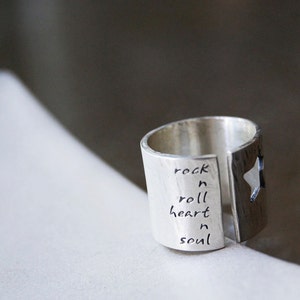 Rock Star Ring With Custom Personalized Words or Lyrics- Poem Ring ...