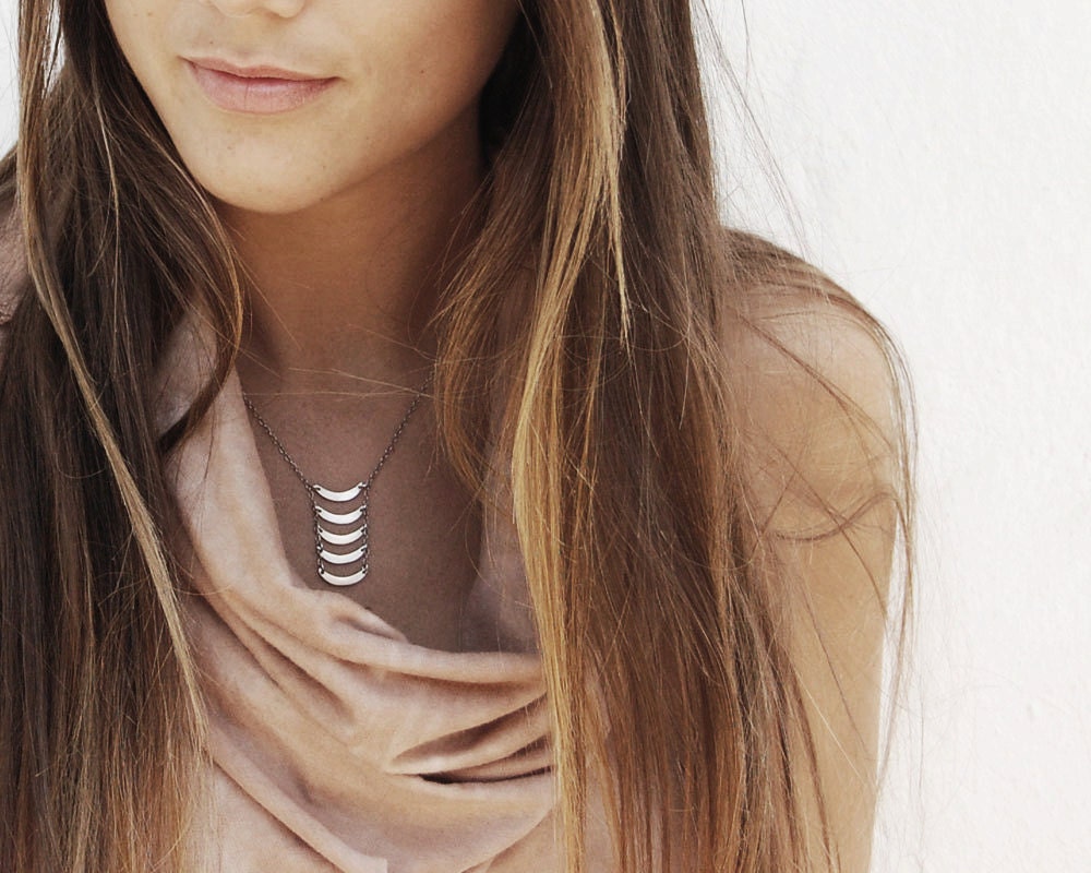 Lunar Eclipse Necklace- Five Crescent Moon Shapes - Etsy