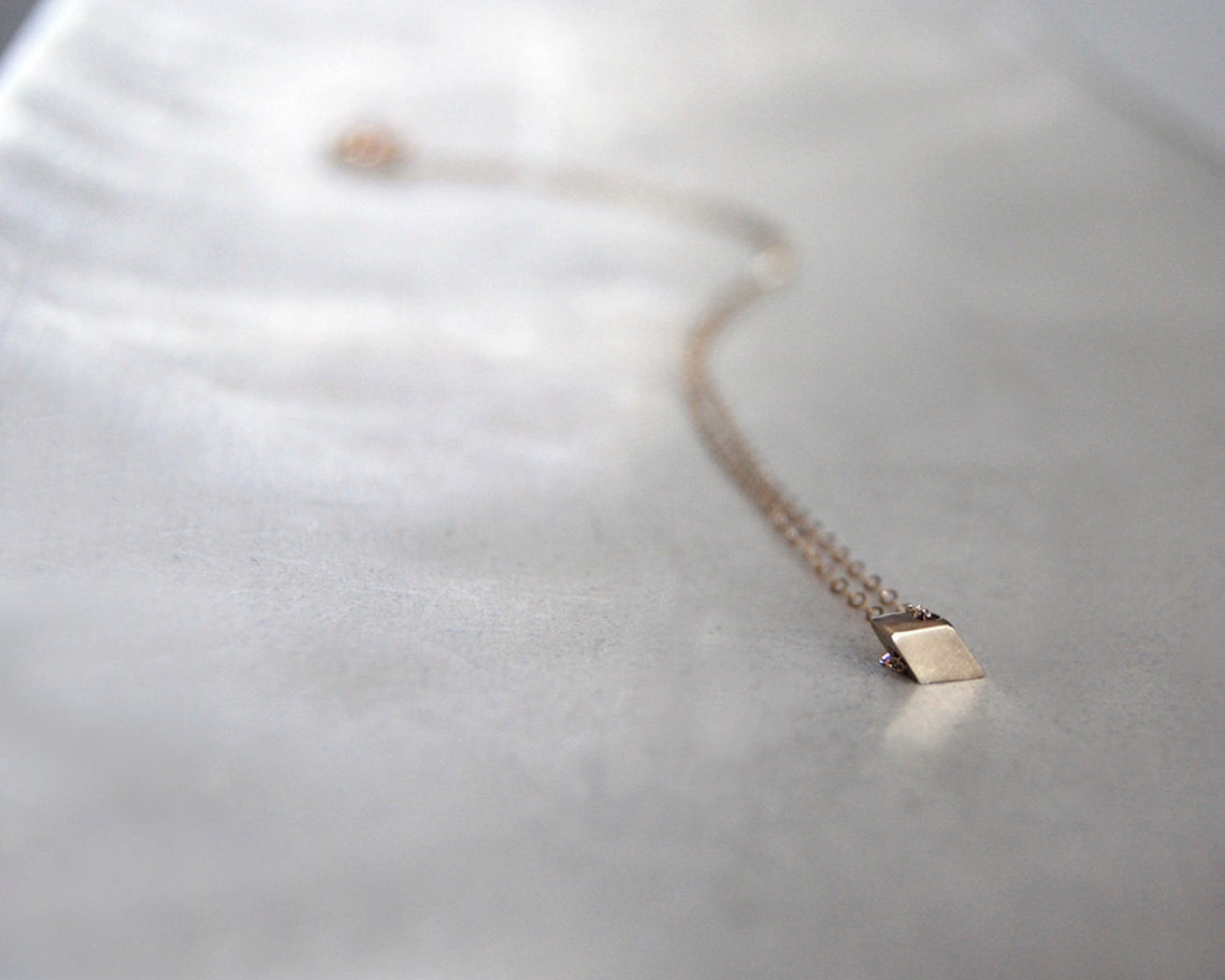 Diamond Necklace in a Tiny Gold Geometric Shape Solid 10k - Etsy